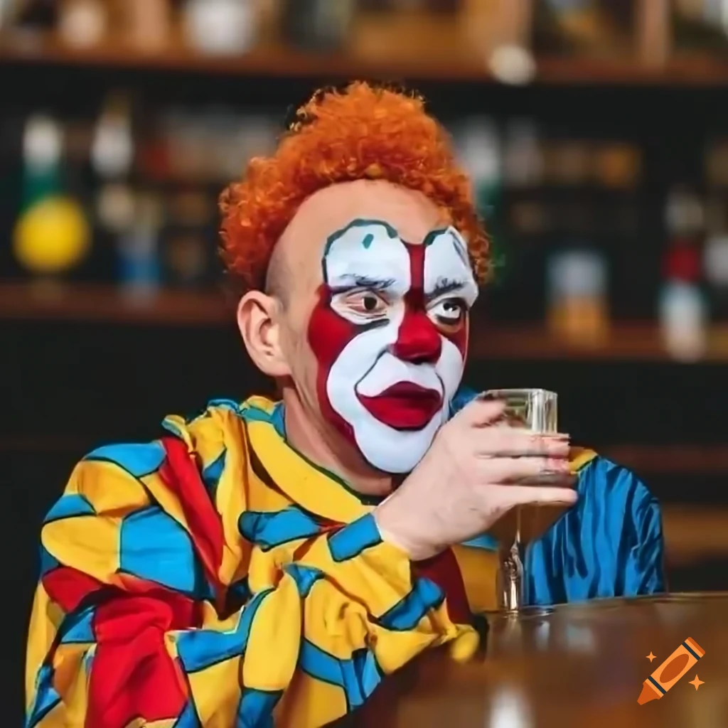 Image of a lonely clown drinking whiskey on Craiyon