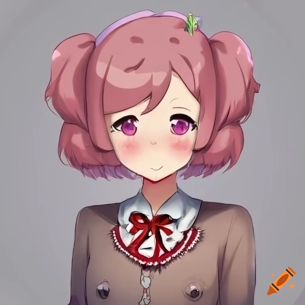 Cute illustration of natsuki with pink hair