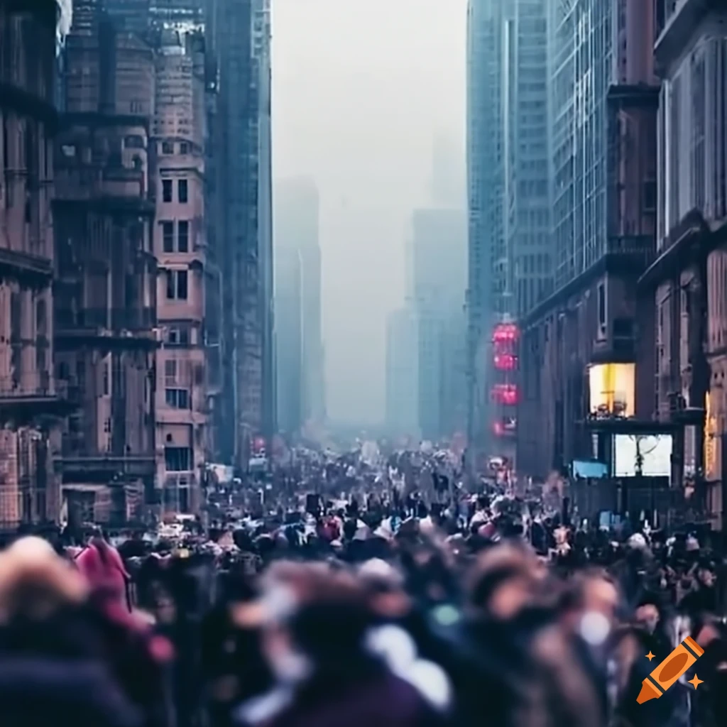 Image of a crowded futuristic city on Craiyon