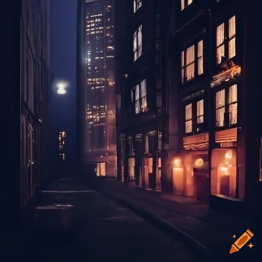 Nighttime cityscape with warm, inviting lights on Craiyon