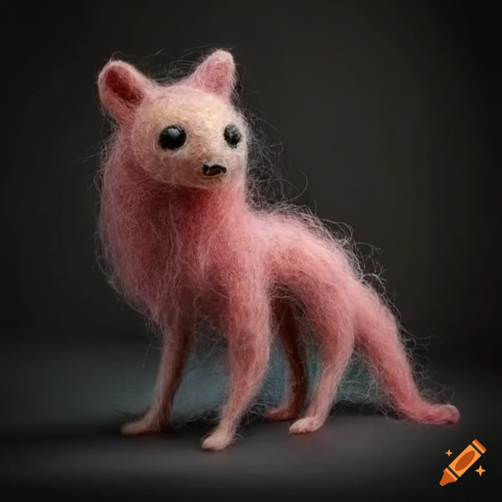 Colorful felted wool creatures in intricate clothing designs on Craiyon