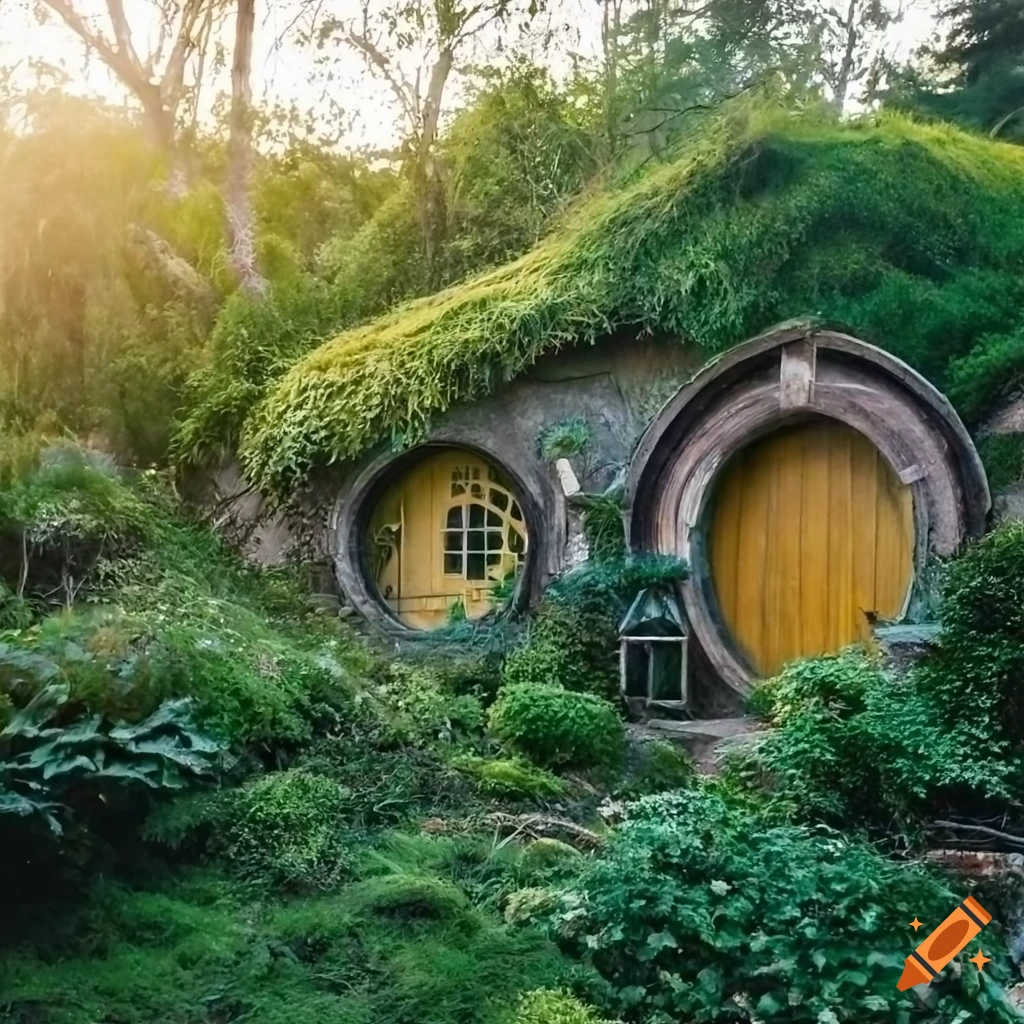 Realistic photo of a lush hobbit house on Craiyon
