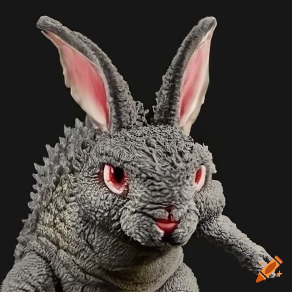Digital art depicting a giant rabbit resembling godzilla