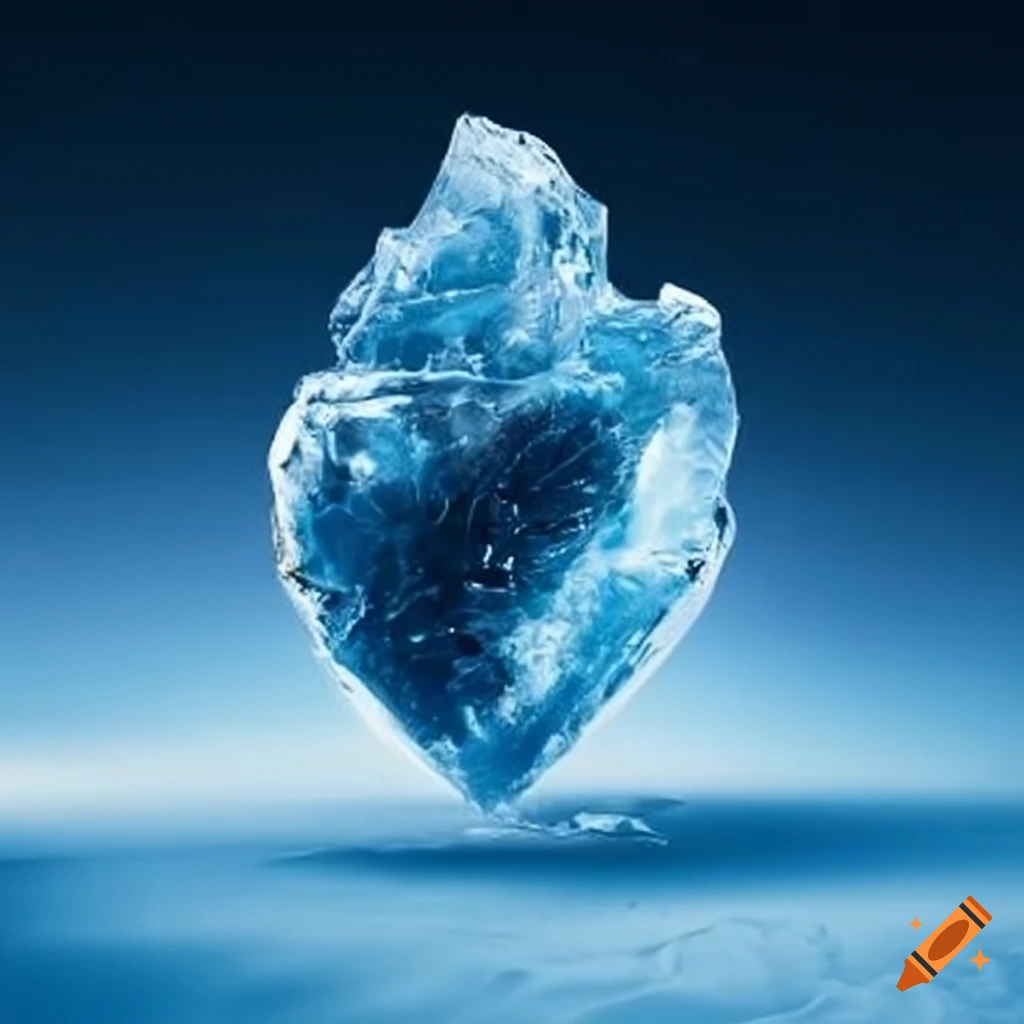 Artistic representation of a heart made of ice