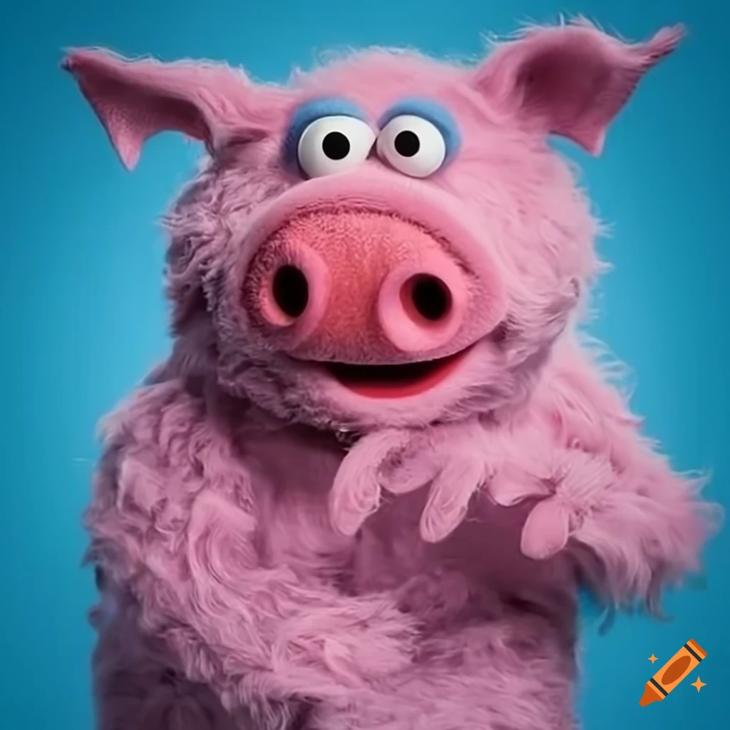 Blue background with a cute piggie from sesame street