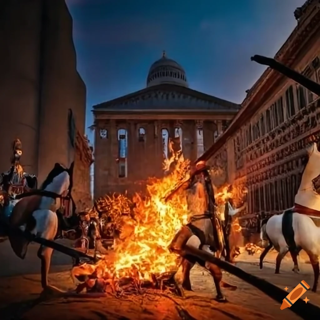 Historical artwork of Kongo invasion with horseriders and warriors on ...