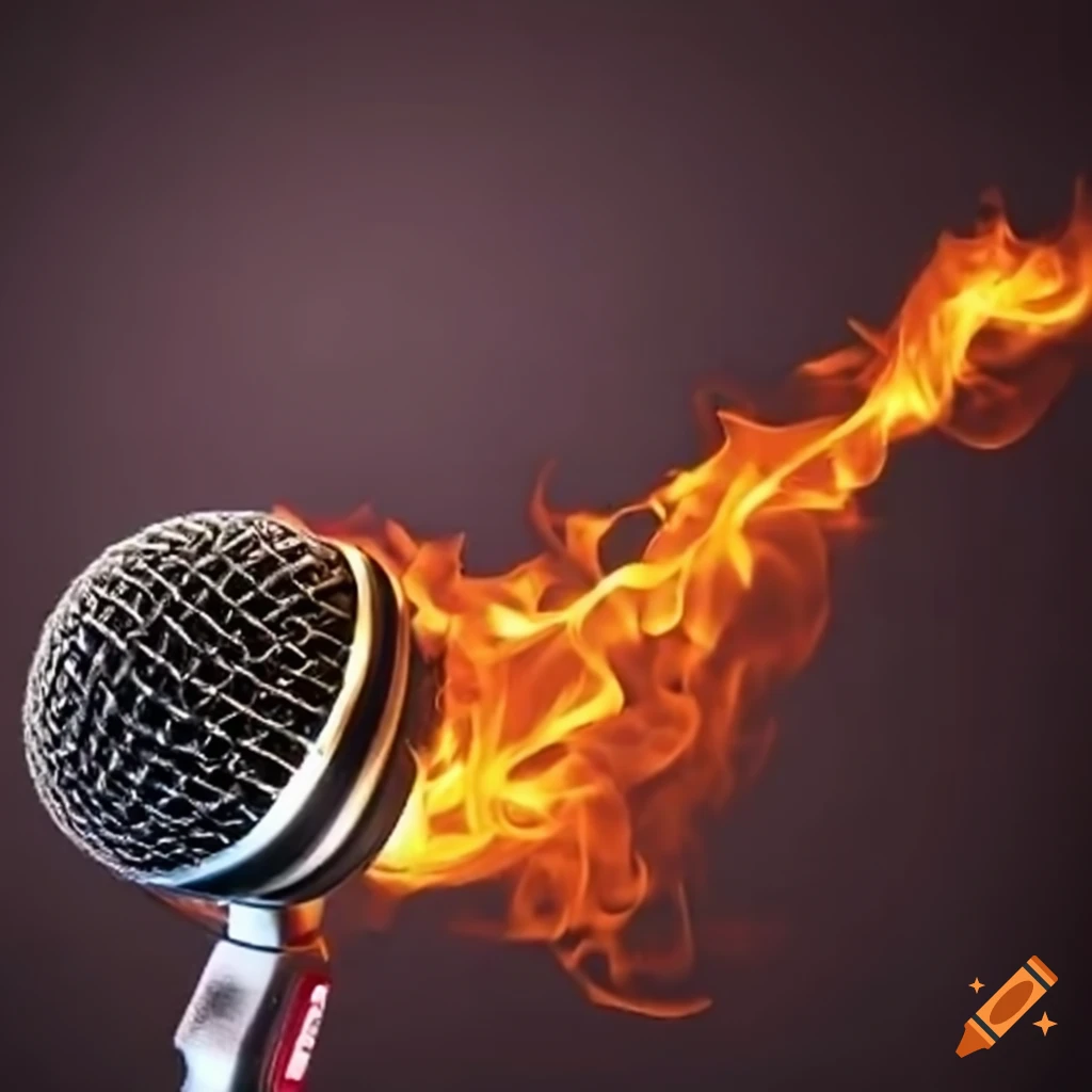 Microphone on fire on Craiyon