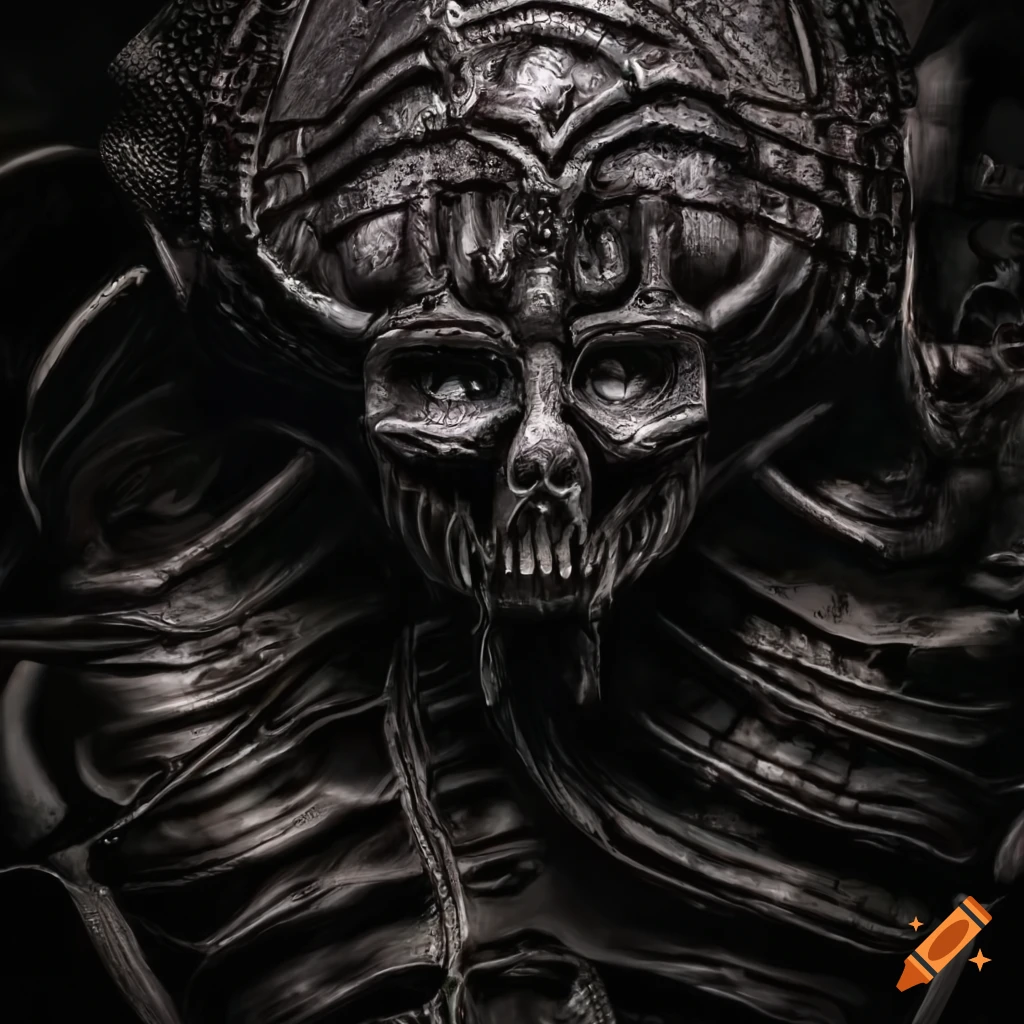 Giger style gargoyle sculpture on Craiyon