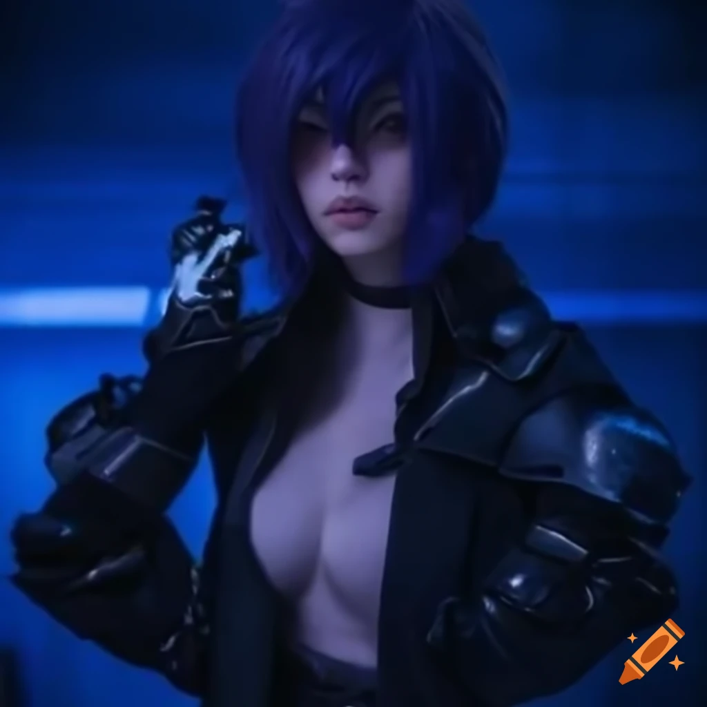 Cosplayer Dressed As Motoko Kusanagi With Cybernetic Enhancements On