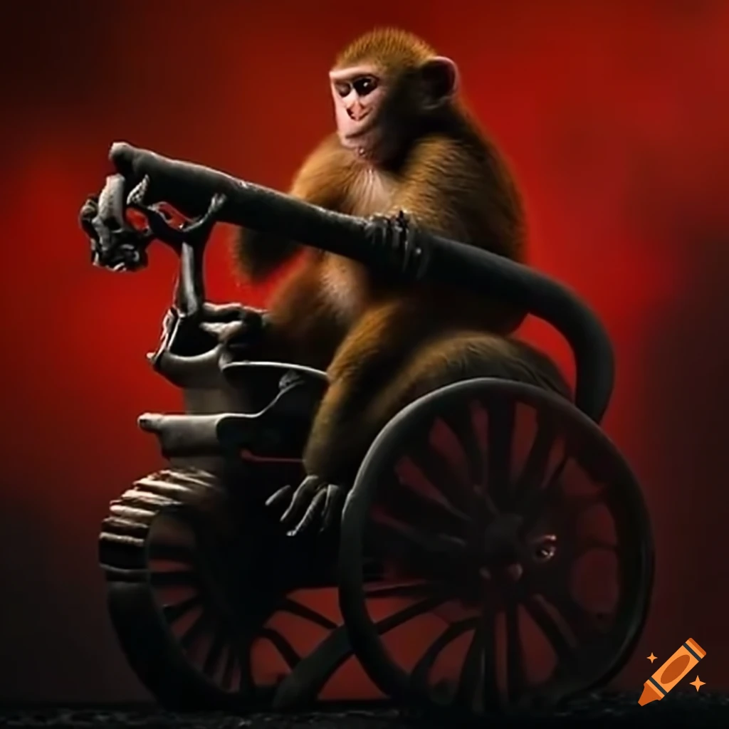 Monkey riding a combine on Craiyon