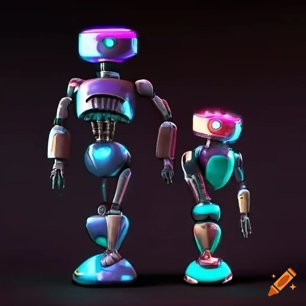 Cool bauhaus super classic retro robot post modern metal, red tones on ...