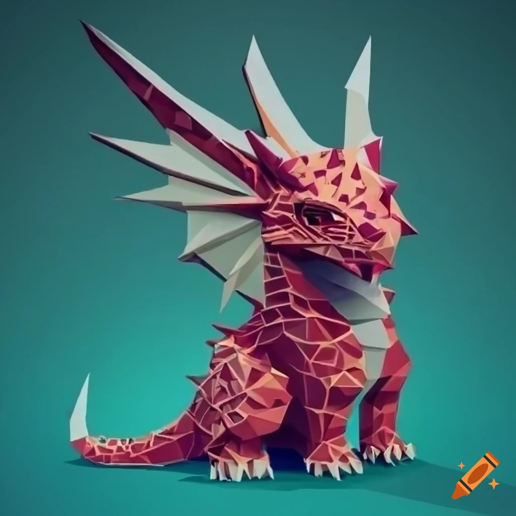 Low poly dragon with fluffy fur