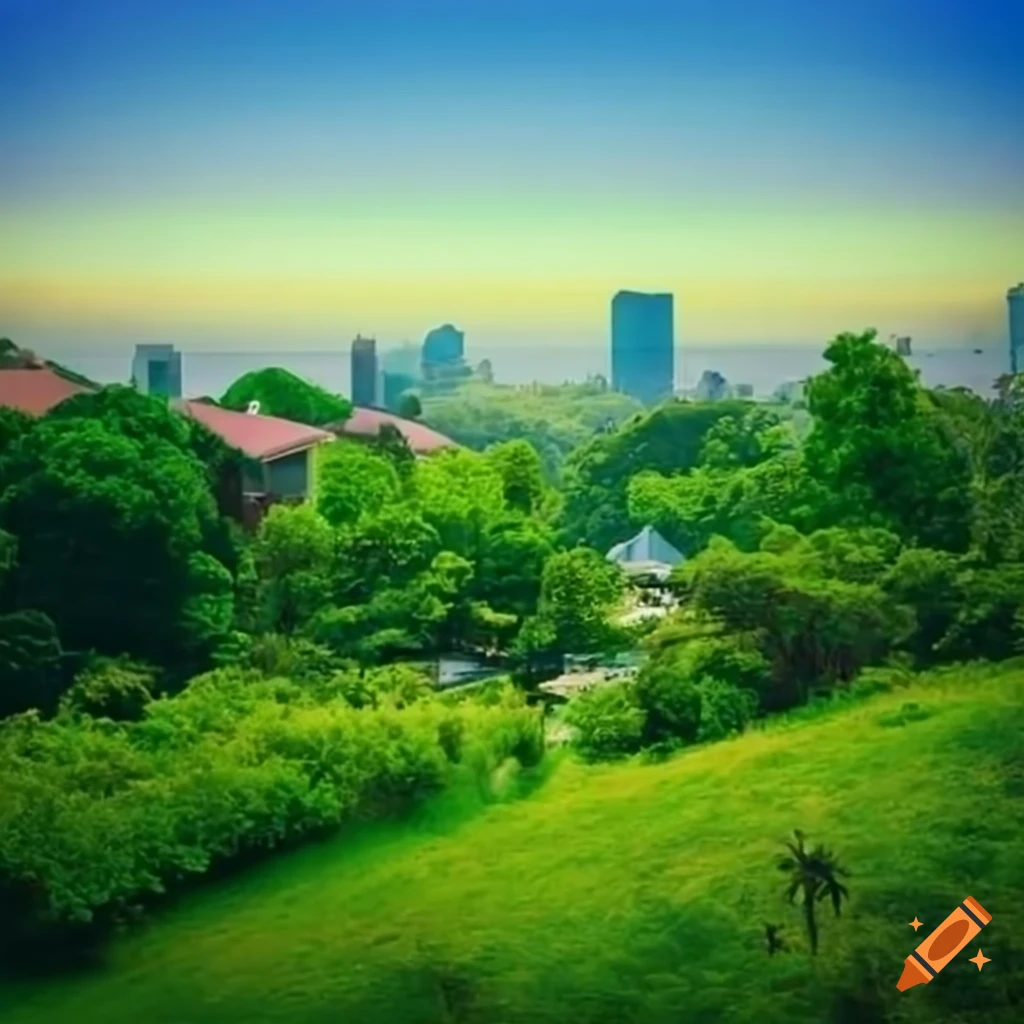 Modern university campus with garden in singapore under sunshine on Craiyon