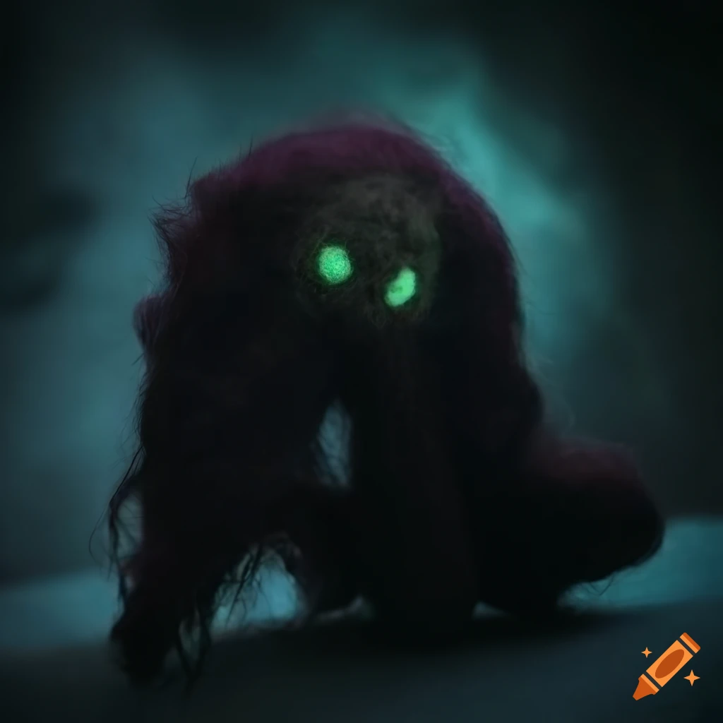 Wool nightmare creatures in a dark and moody setting on Craiyon