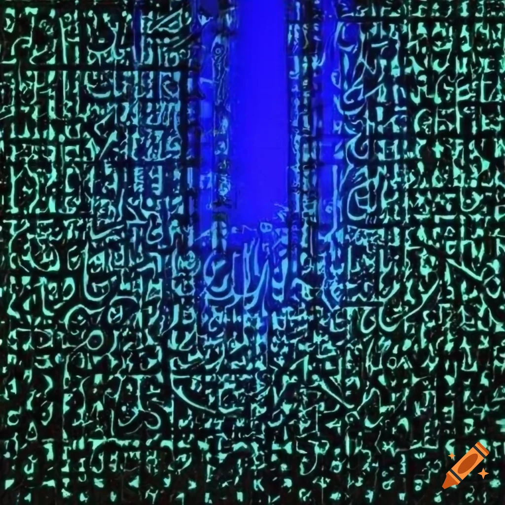 Blue matrix-style arabic letters on Craiyon