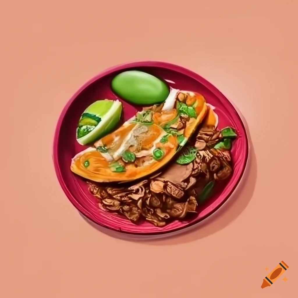 Animated plate of birria on white background on Craiyon