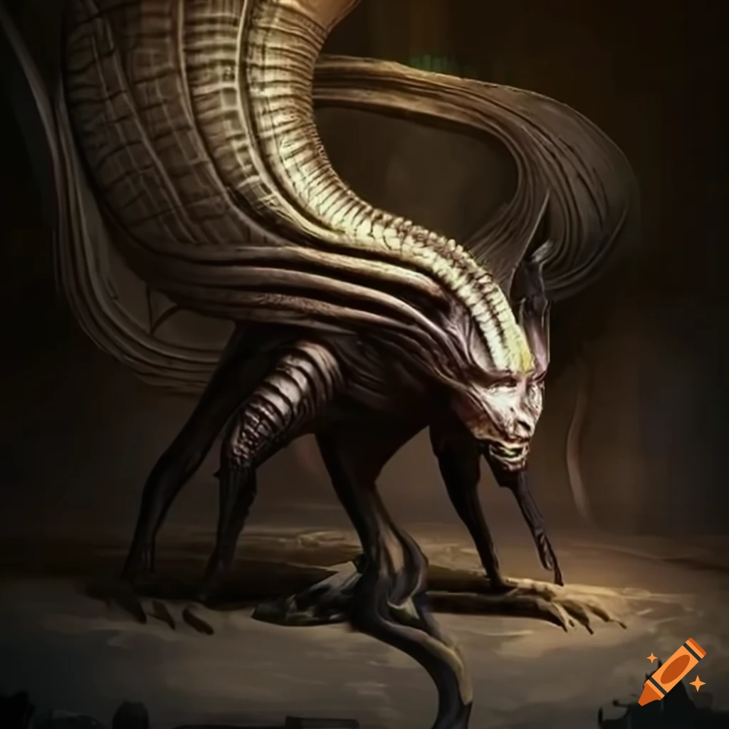 Futuristic fantasy alien sphinx on Craiyon