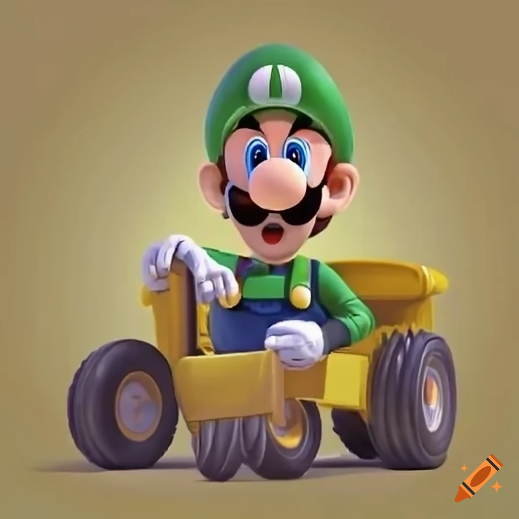 Super mario with a car in a video game setting on Craiyon