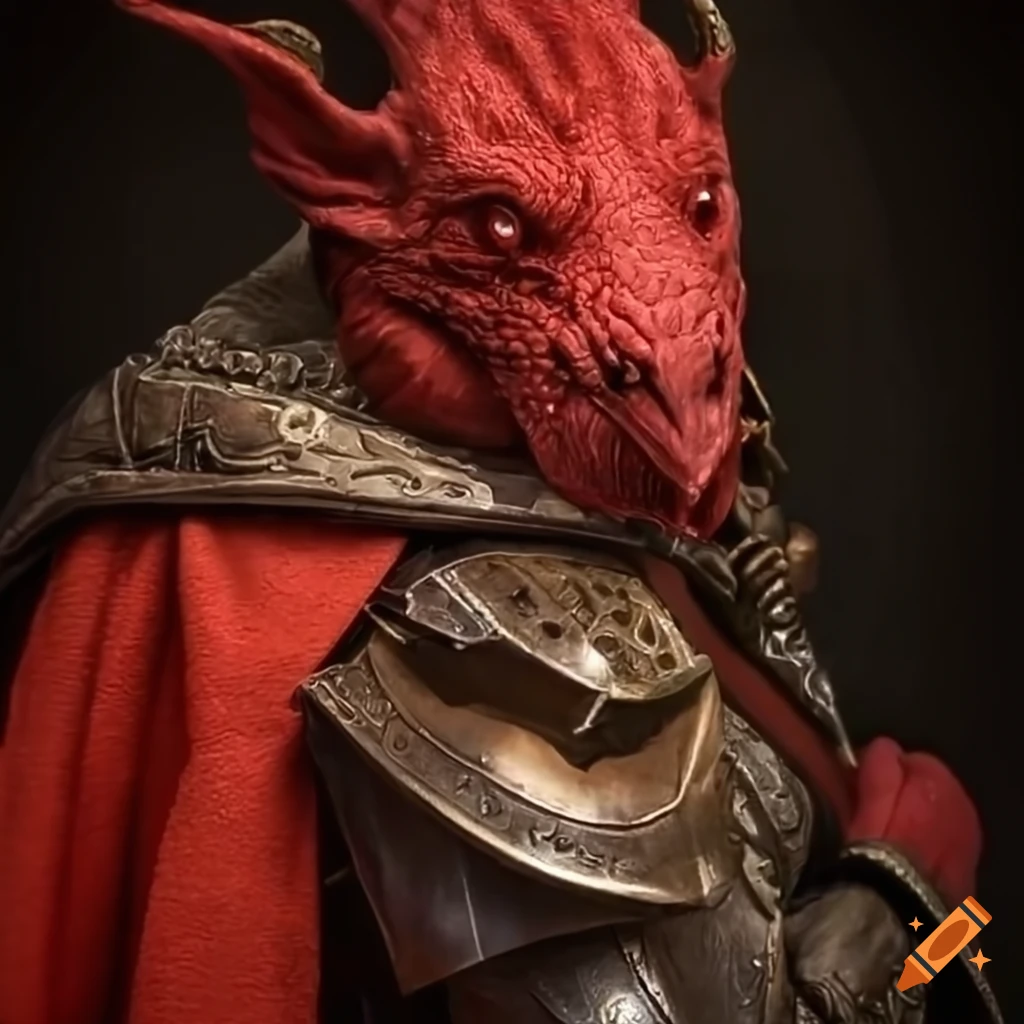 Image of a red dragonborn paladin on Craiyon