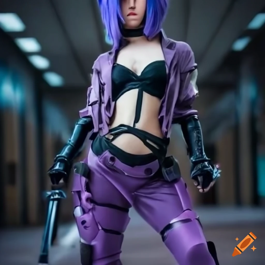 Cosplayer Dressed As Motoko Kusanagi From Cyberpunk Anime On Craiyon