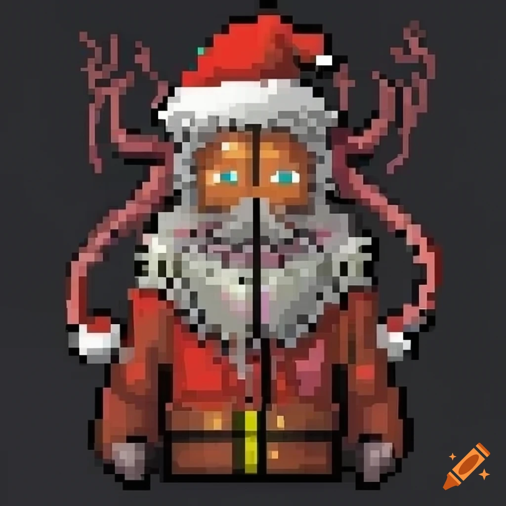 Pixel art lovecraftian santa claus on Craiyon