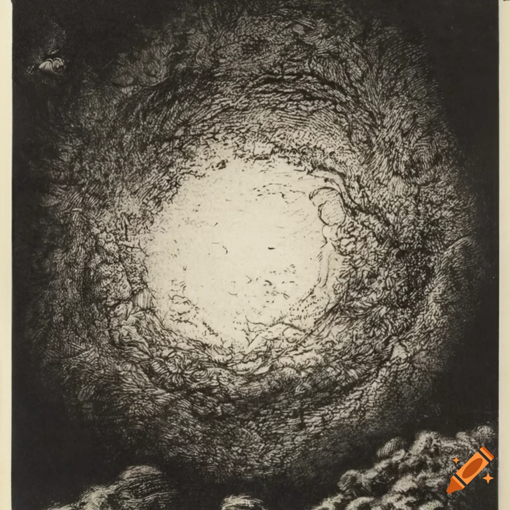 Eye of doom in sky with storm clouds and lightning strikes by kittelsen ...