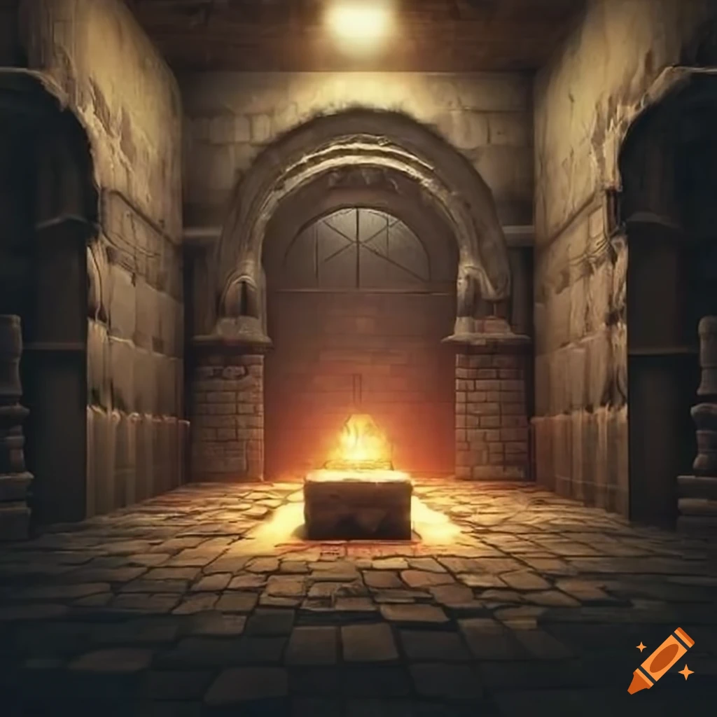 Image of a dungeon room with an altar on Craiyon