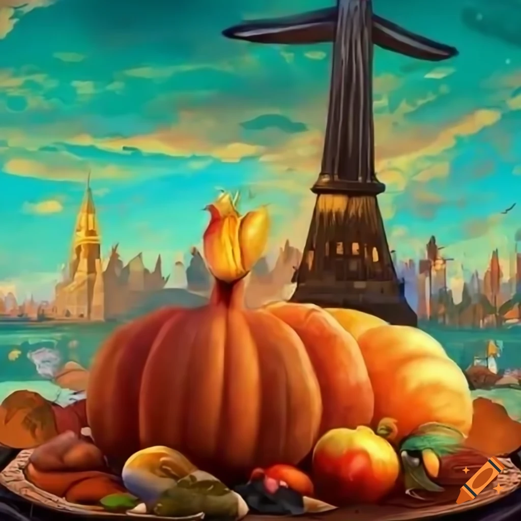 Happy Thanksgiving artwork with travel theme on Craiyon