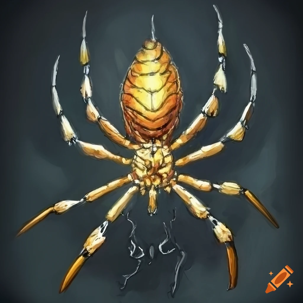 Comic style painting of a golden spider