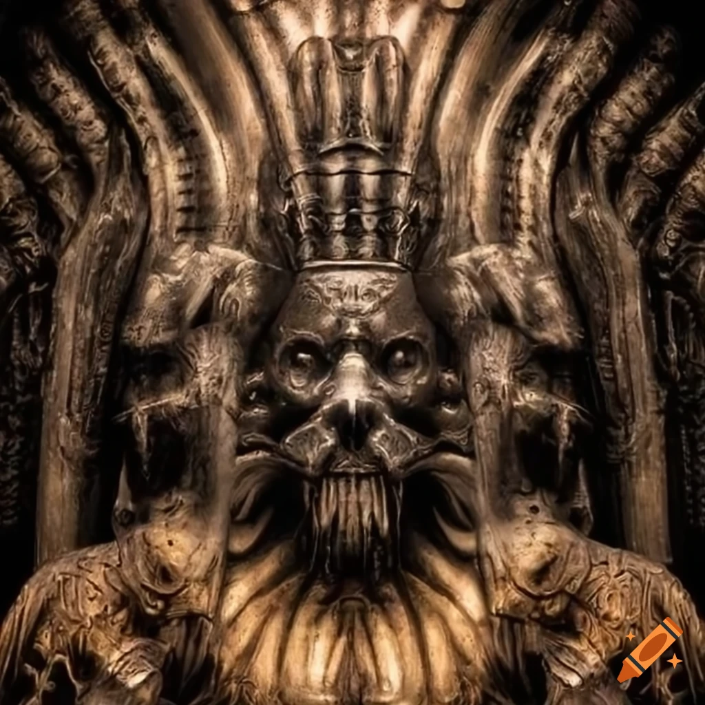 Viking warrior in giger style artwork on Craiyon