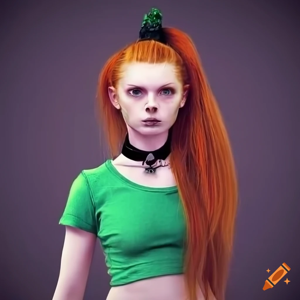 Stylish Redhead Girl With Freckles And Green Outfit On Craiyon 