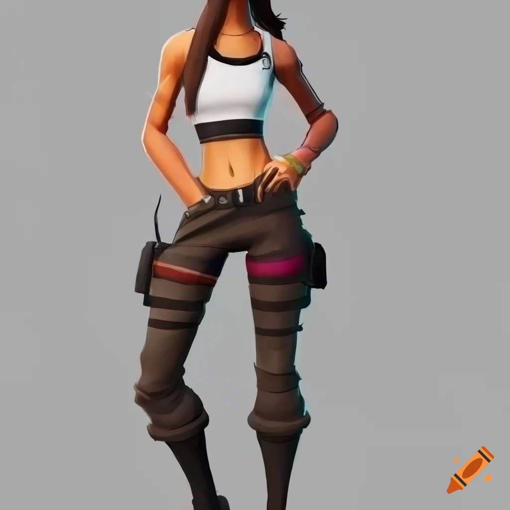 Illustration of a fierce female Fortnite character with glasses on Craiyon