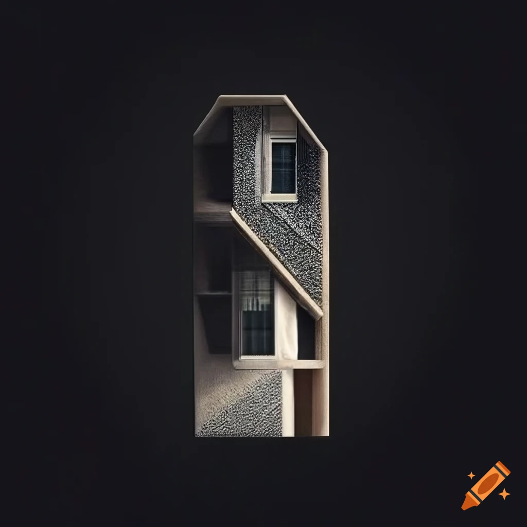 Noir graphic design patch with minimalistic tower cabin architecture on ...