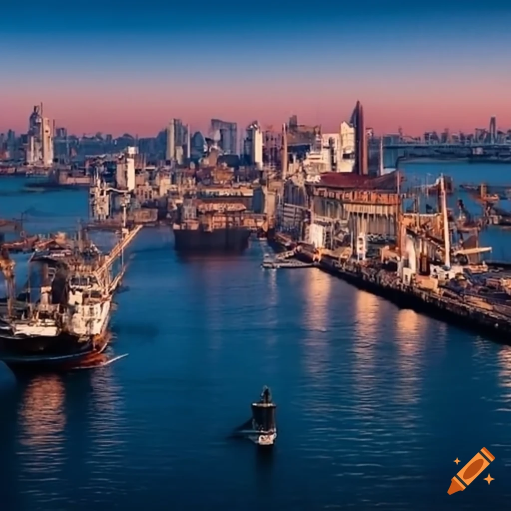 Cityscape with many docks