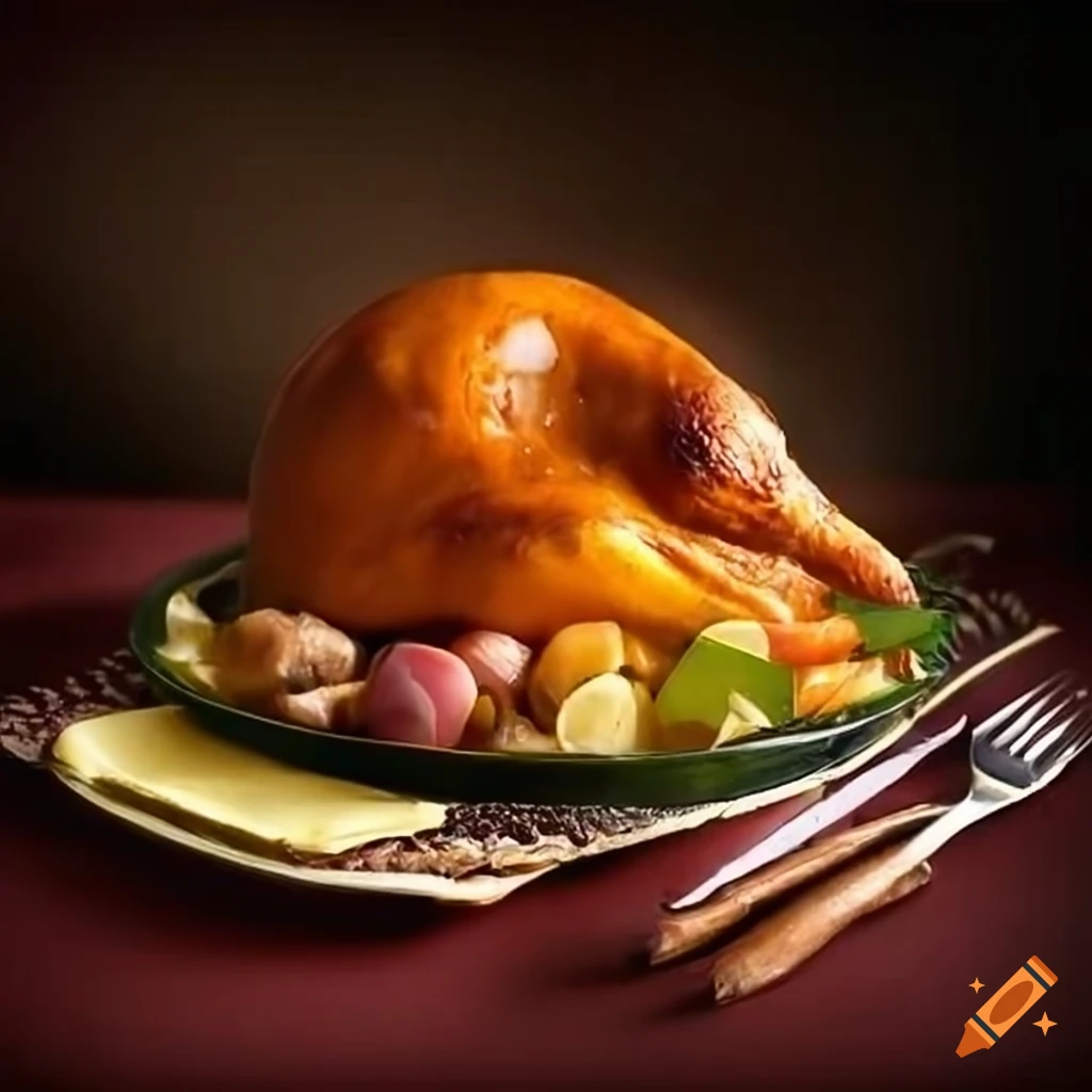 Thanksgiving meal served in aspic on Craiyon