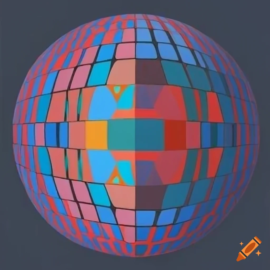Geometric surrealism artwork by victor vasarely on Craiyon