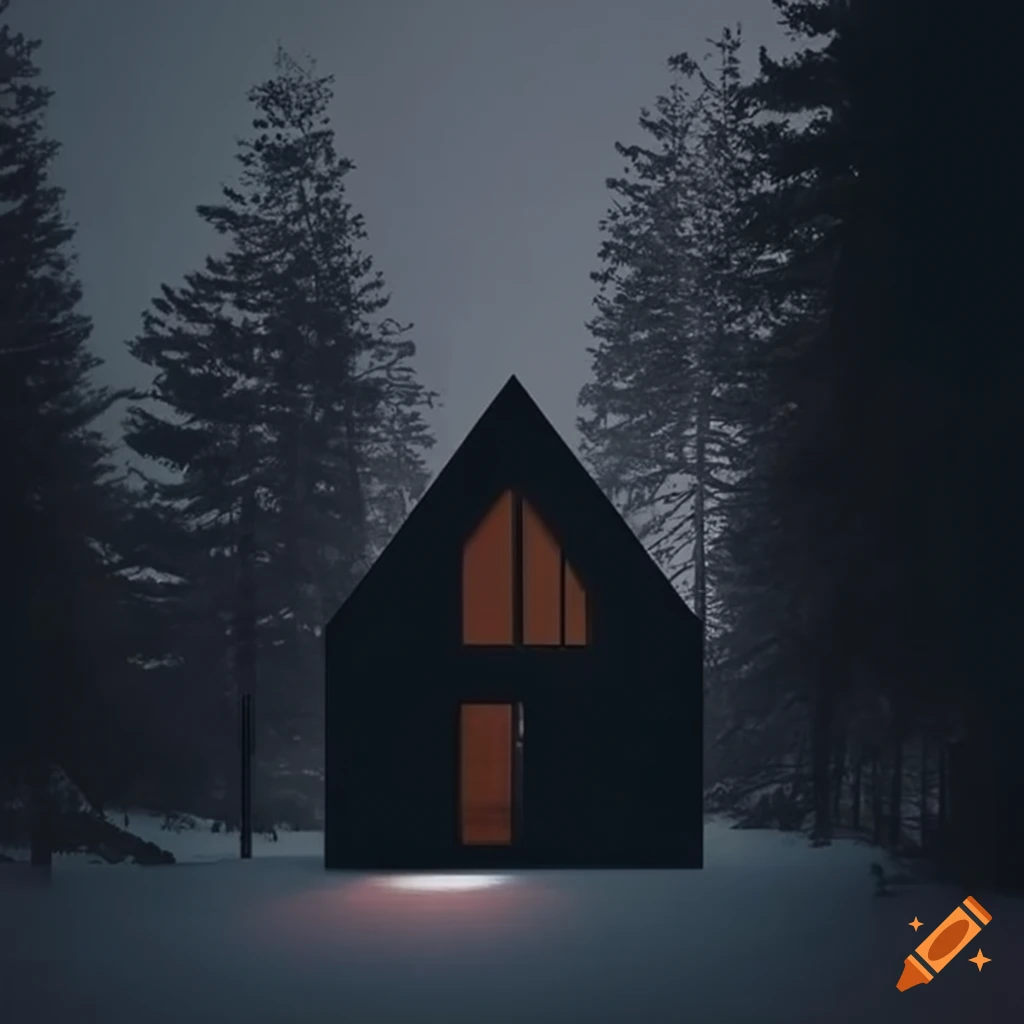 Minimalist cabin architecture graphic design patch on Craiyon