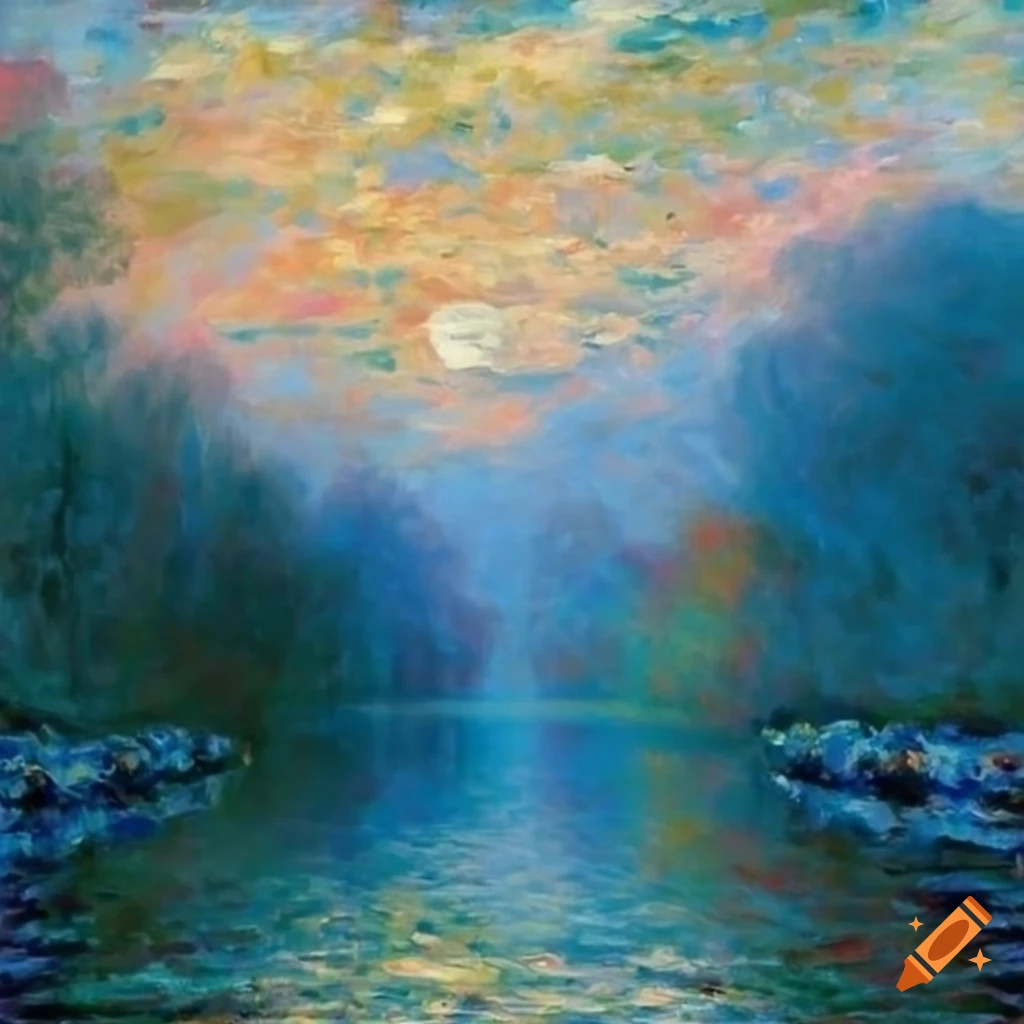 Monet-inspired painting of mississippi river view on Craiyon