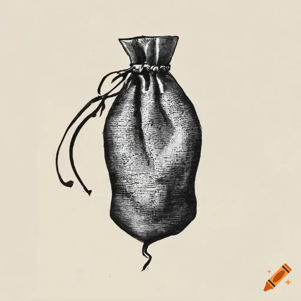 Ink drawing of ancient pouches