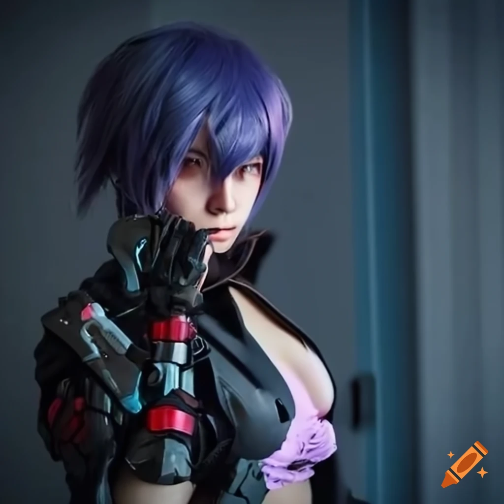 Cosplayer As Motoko Kusanagi With Cybernetic Enhancements On Craiyon
