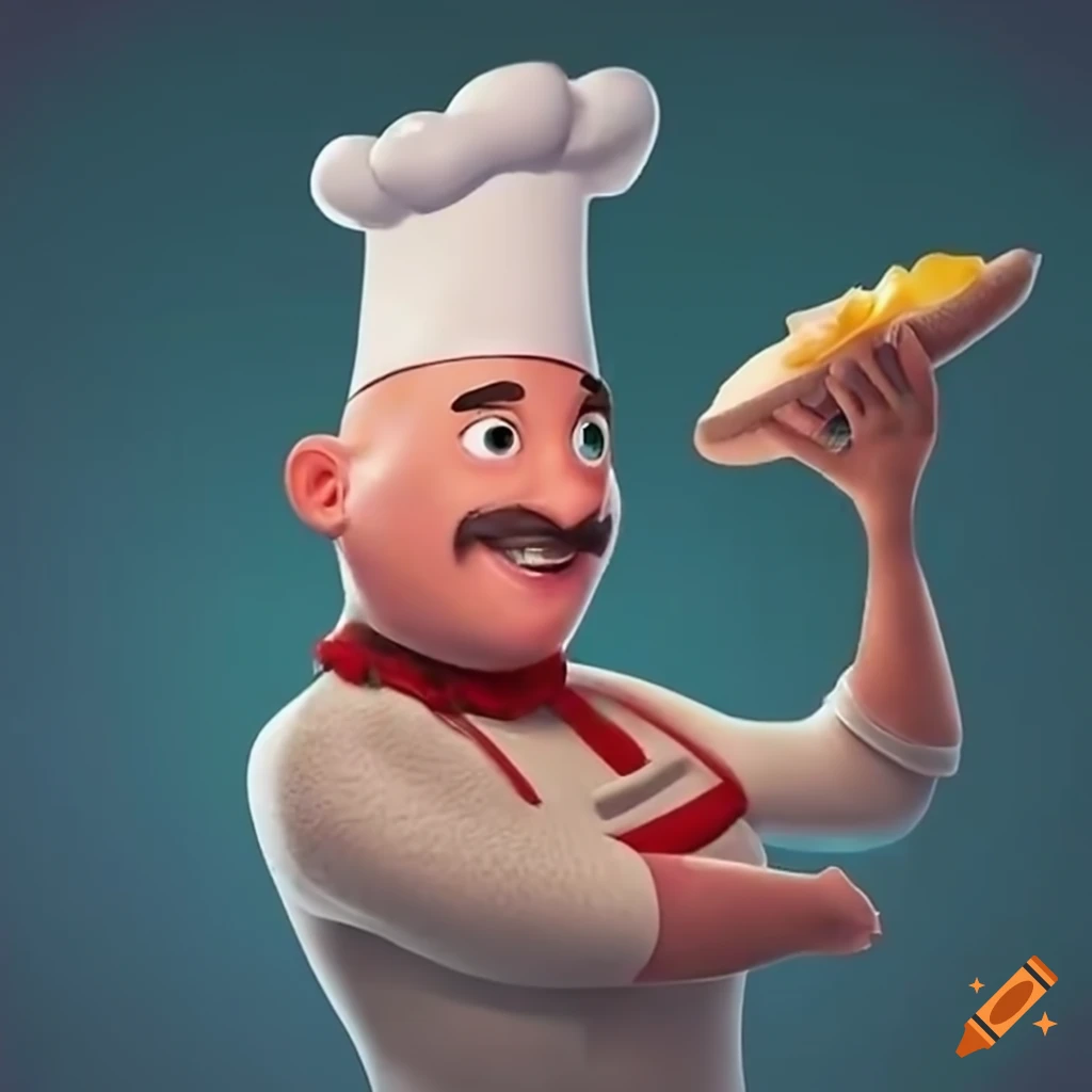 Friendly animated chef inviting to EnchantEats on Craiyon