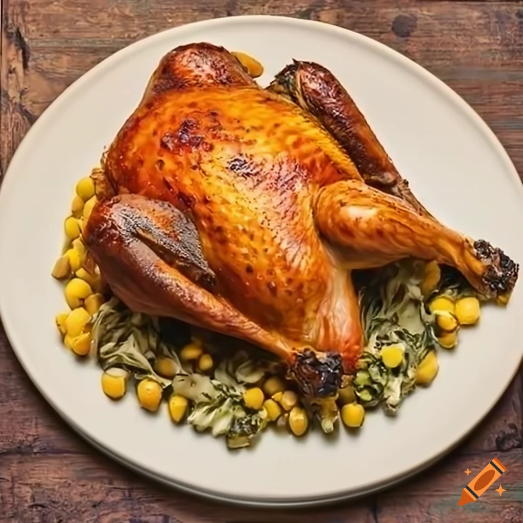 Intricately detailed Thanksgiving turkey on a plate on Craiyon