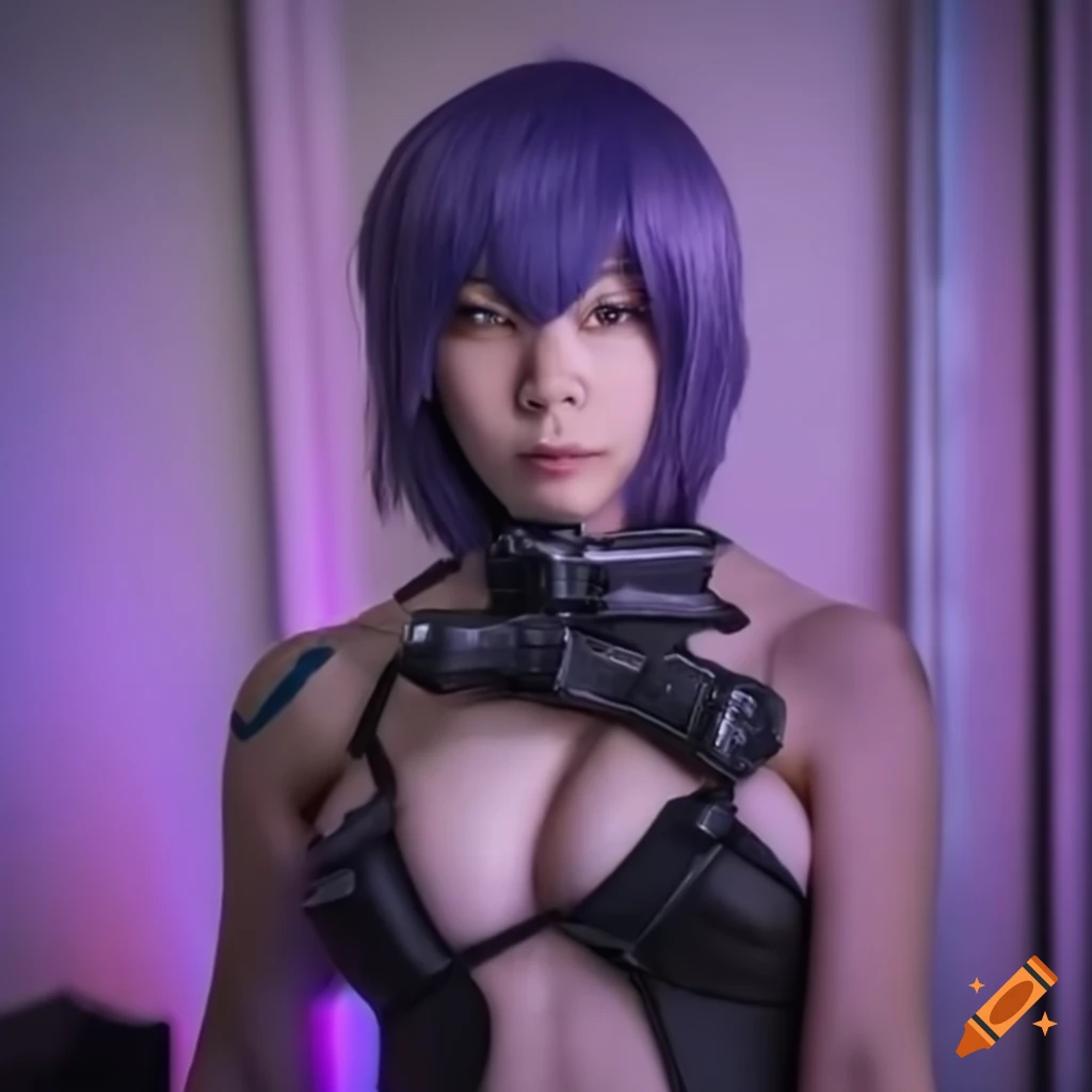 Cosplayer As Motoko Kusanagi With Cybernetic Enhancements On Craiyon