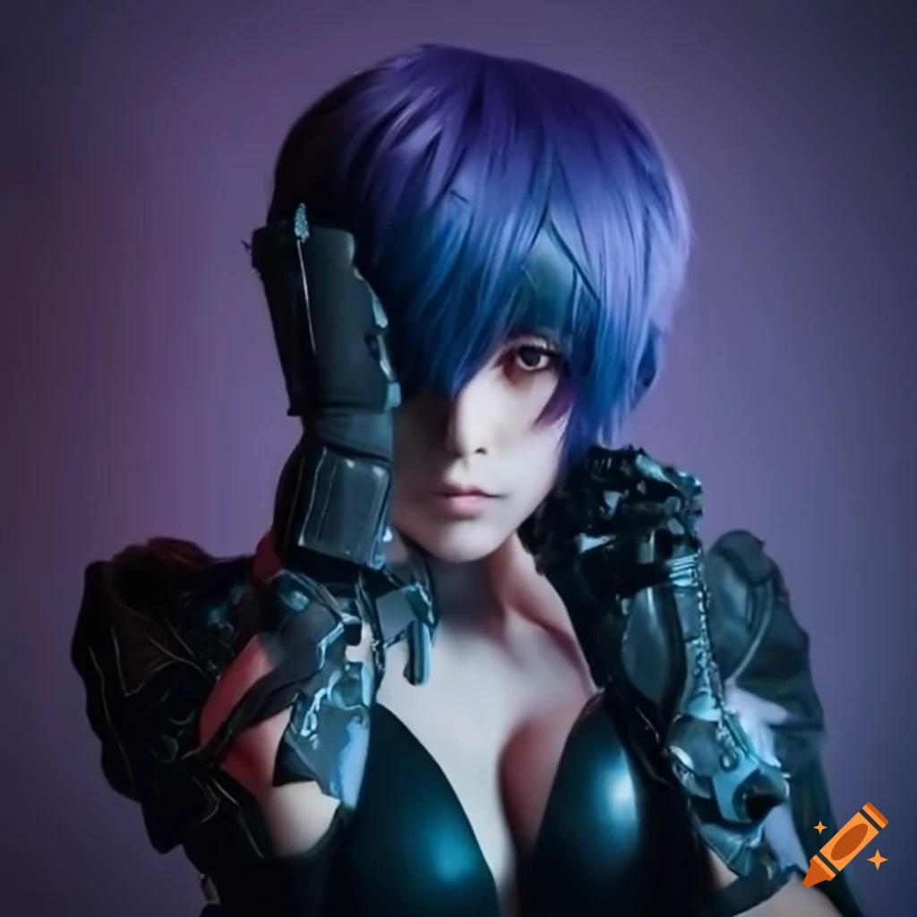 Cosplayer Dressed As Motoko Kusanagi With Cybernetic Enhancements On