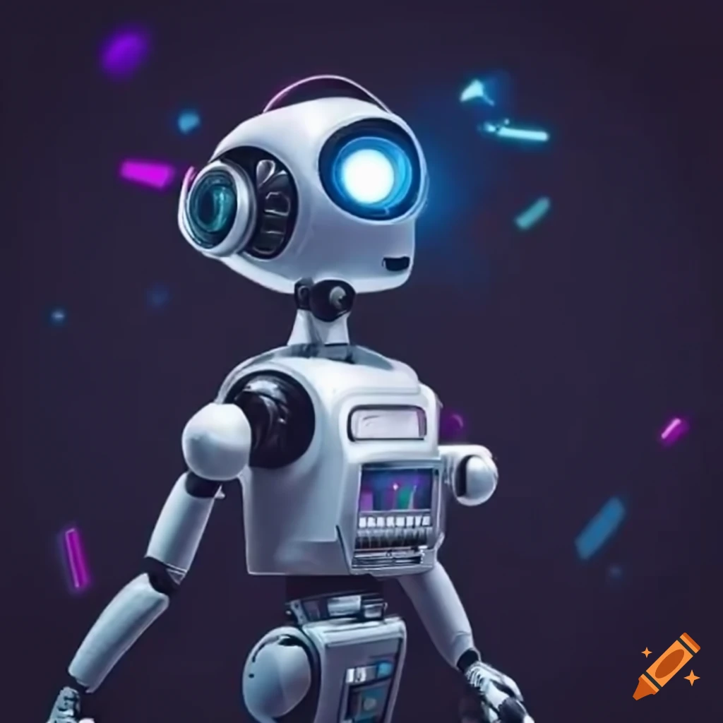 Techno space robot dj dancing on Craiyon