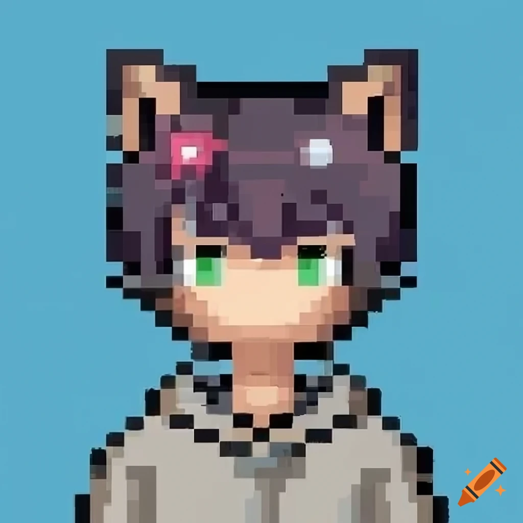 Pixel art of a cat boy on Craiyon