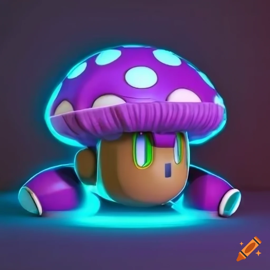 Evil mushroom-themed megaman villain 3d render
