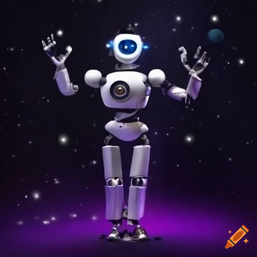 Techno robot dancing in space on Craiyon