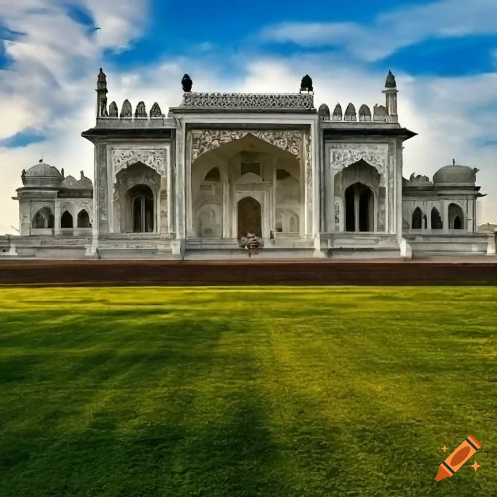 Frontal elevation of a Mughal architectural style building on Craiyon