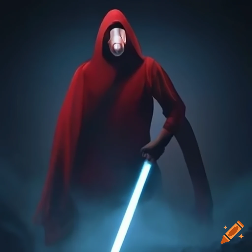 Image of a figure with a red lightsaber on Craiyon